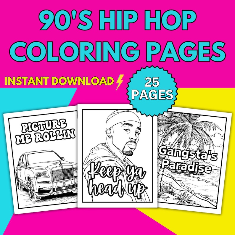 Coloring Pages for Adults, Hip Hop Printable Coloring Pages, 90s ...