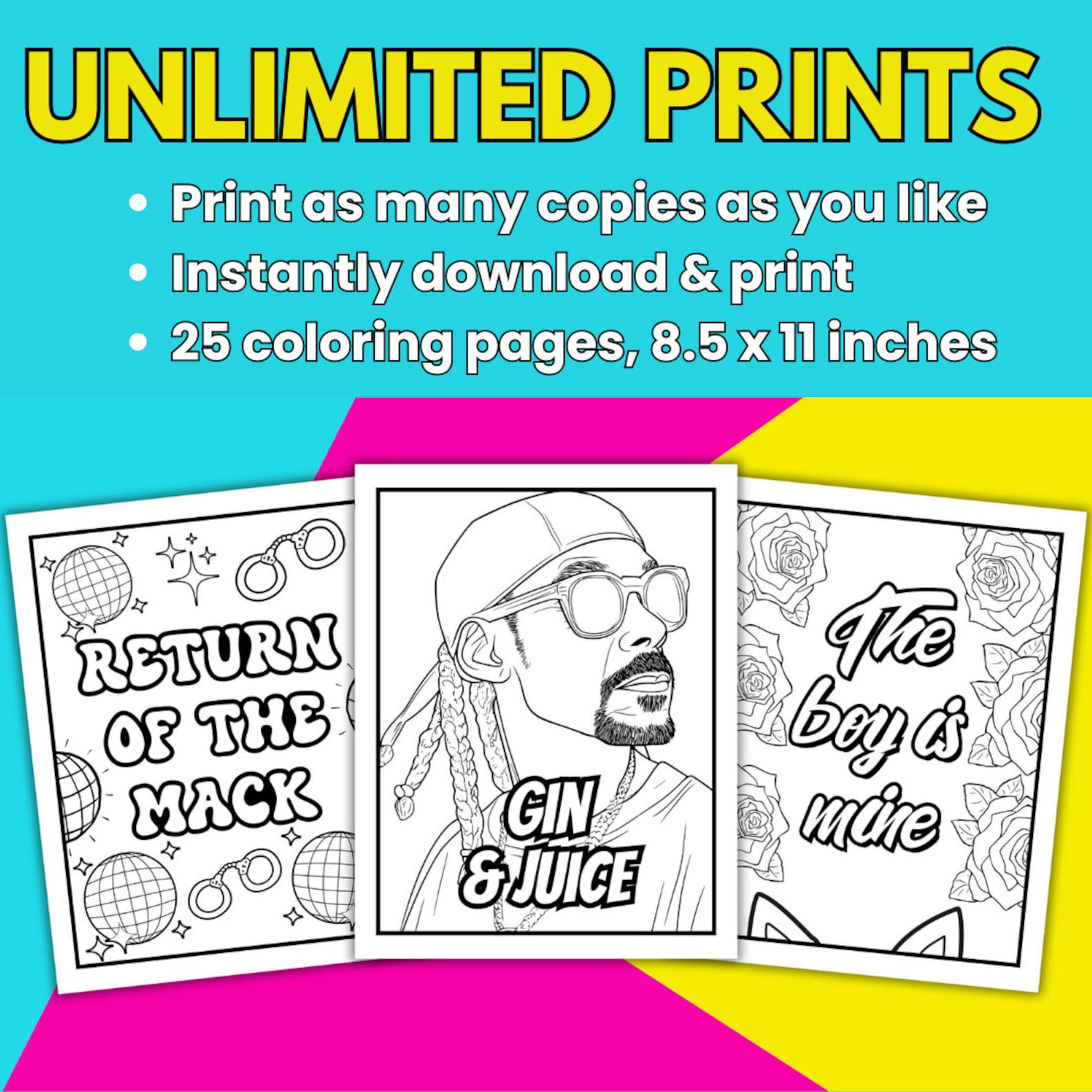 Coloring Pages for Adults, Hip Hop Printable Coloring Pages, 90s ...