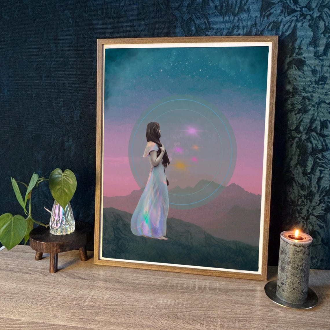 Mystical Feminine Ready to Hang Print | Cosmic Geometric Moody Wall ...