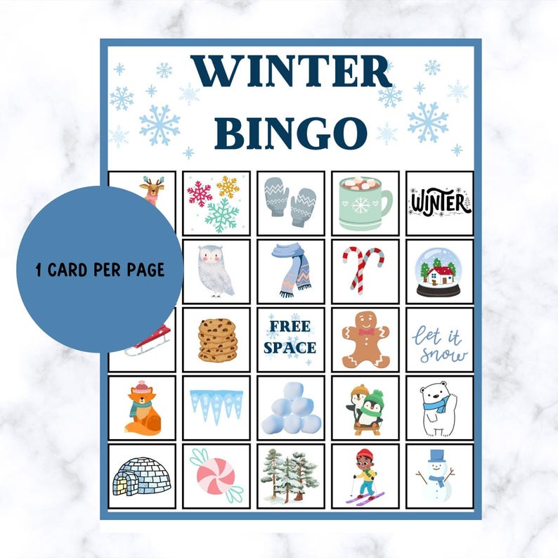 Winter Bingo, 30 Winter Bingo Cards, Winter Games, Kids Winter Party ...