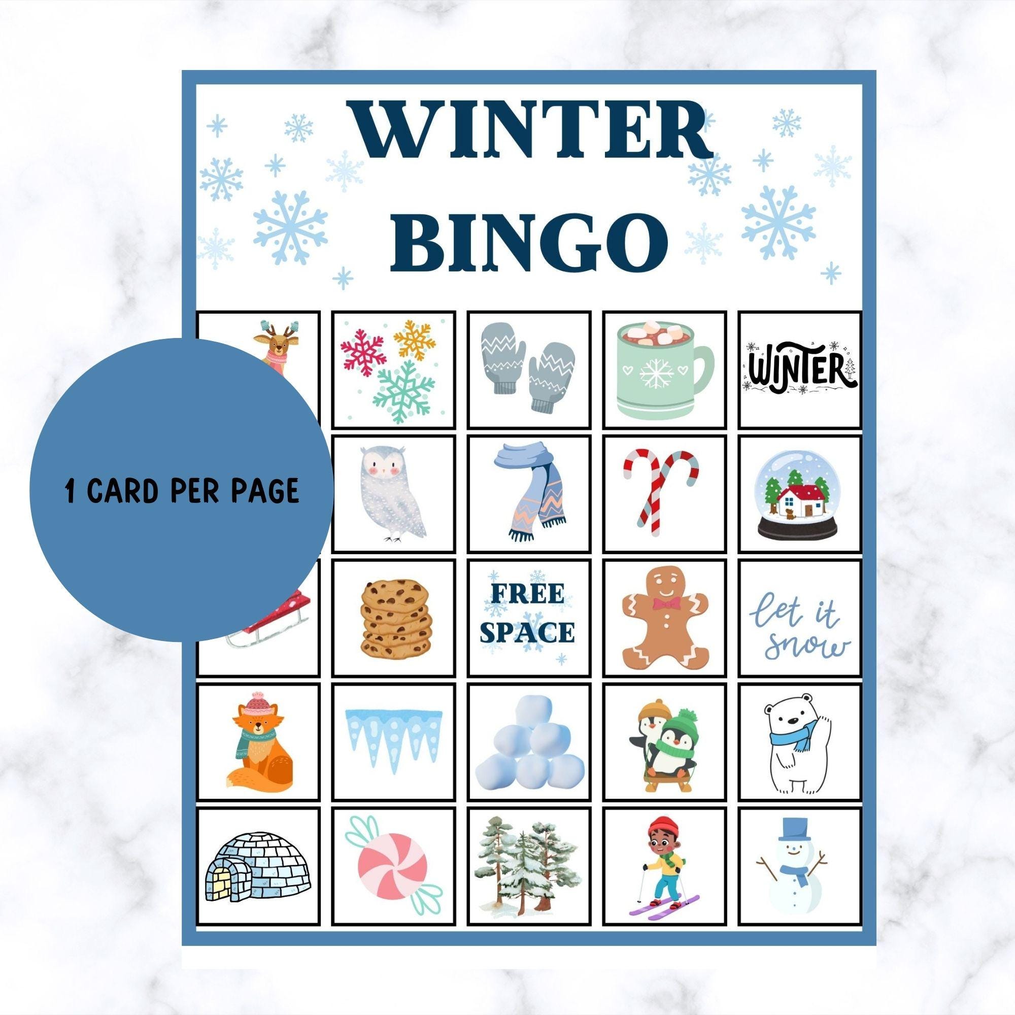 Winter Bingo, 30 Winter Bingo Cards, Winter Games, Kids Winter Party ...