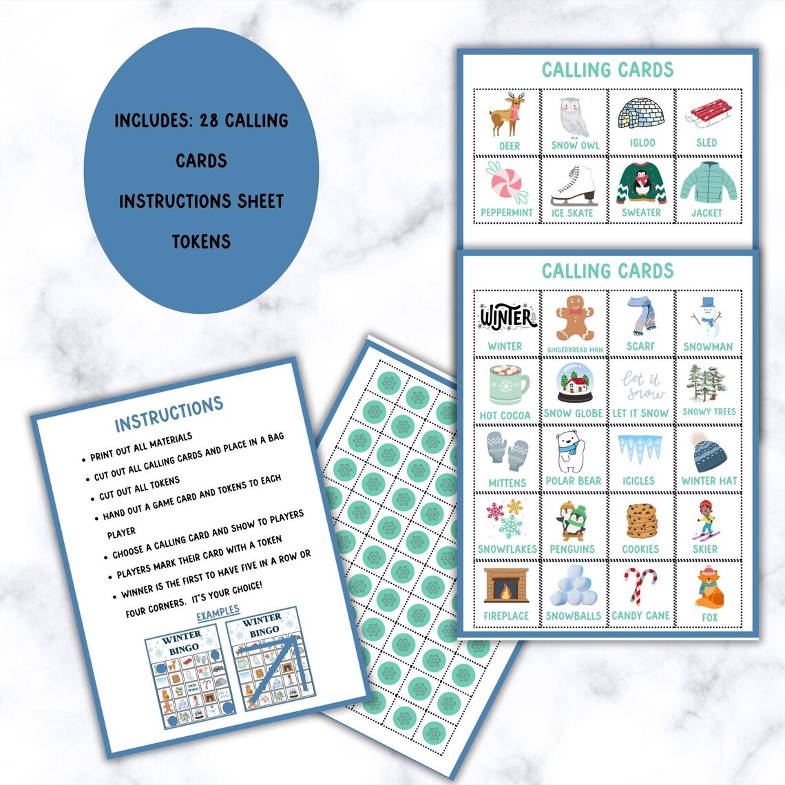 Winter Bingo, 30 Winter Bingo Cards, Winter Games, Kids Winter Party ...