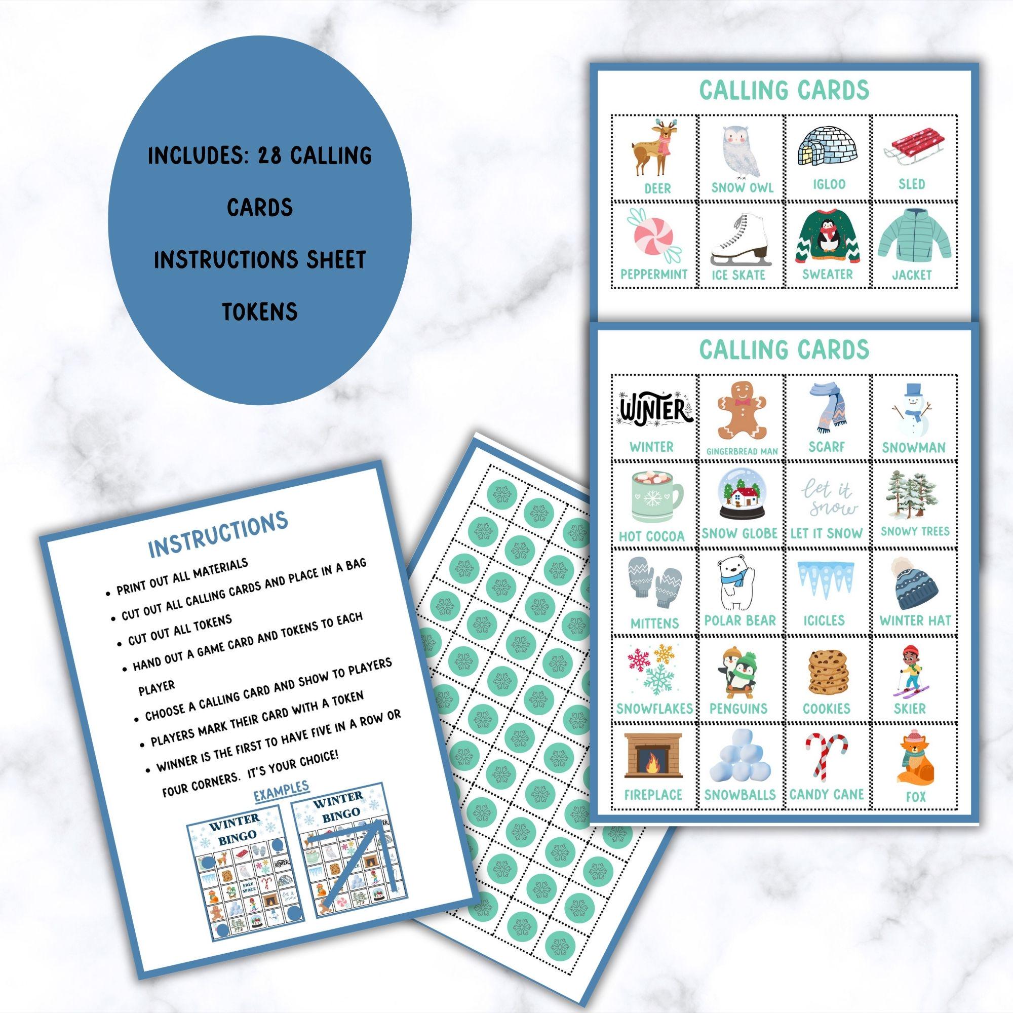 Winter Bingo, 30 Winter Bingo Cards, Winter Games, Kids Winter Party ...