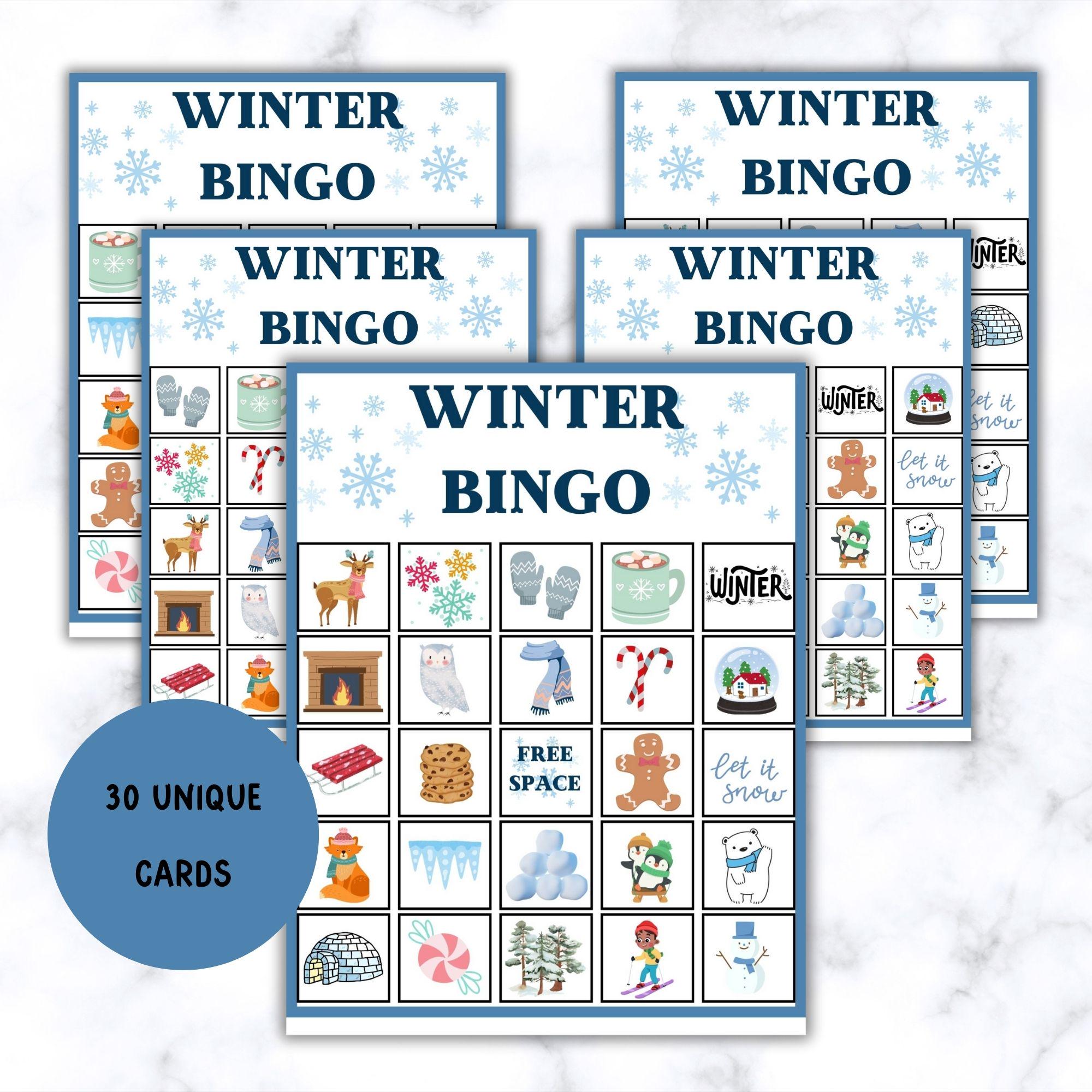 Winter Bingo, 30 Winter Bingo Cards, Winter Games, Kids Winter Party ...