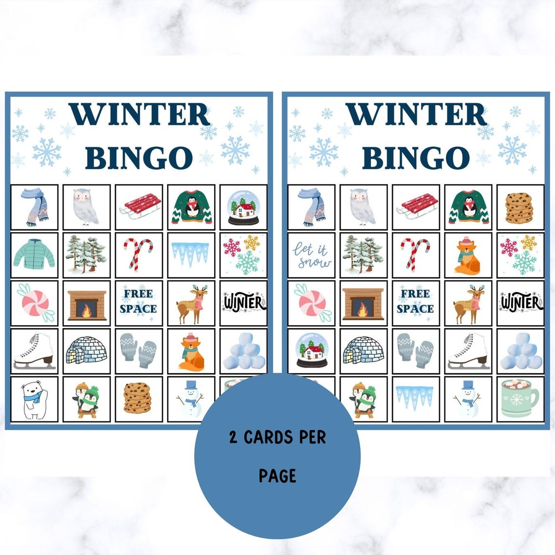 Winter Bingo, 30 Winter Bingo Cards, Winter Games, Kids Winter Party ...