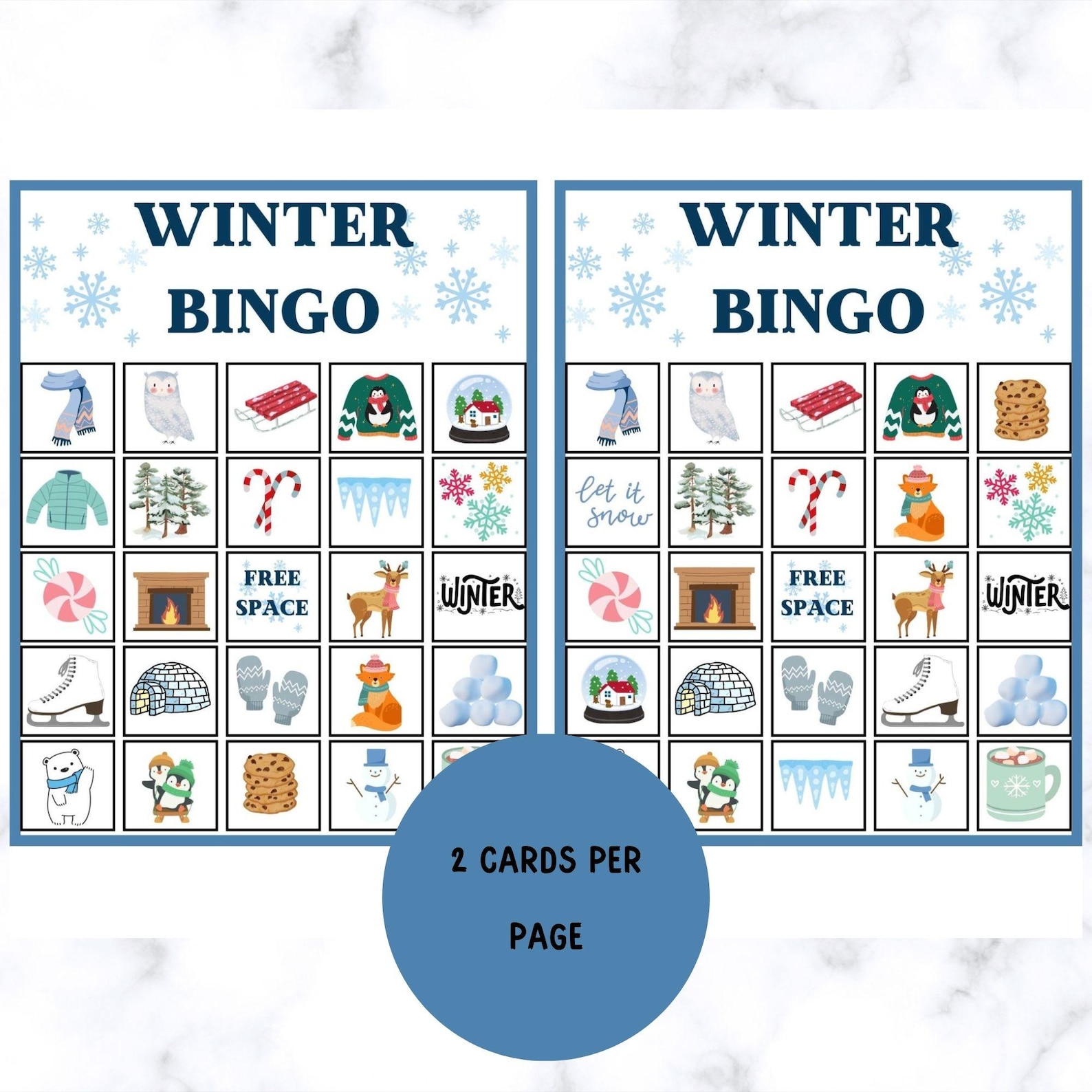 Winter Bingo, 30 Winter Bingo Cards, Winter Games, Kids Winter Party ...