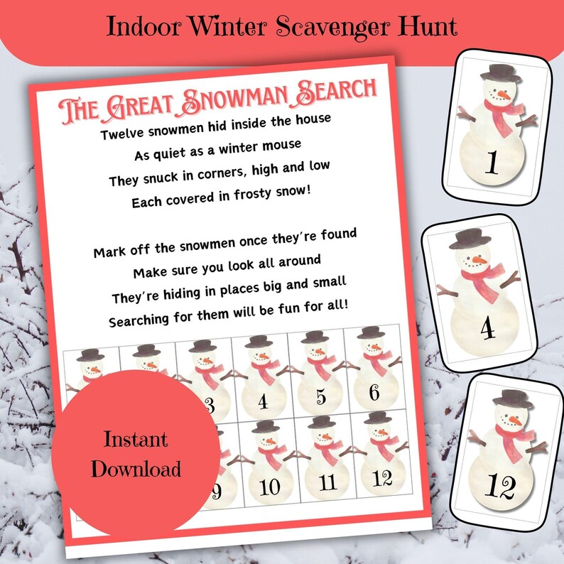Winter Scavenger Hunt Printable winter Game Printable winter Activity ...