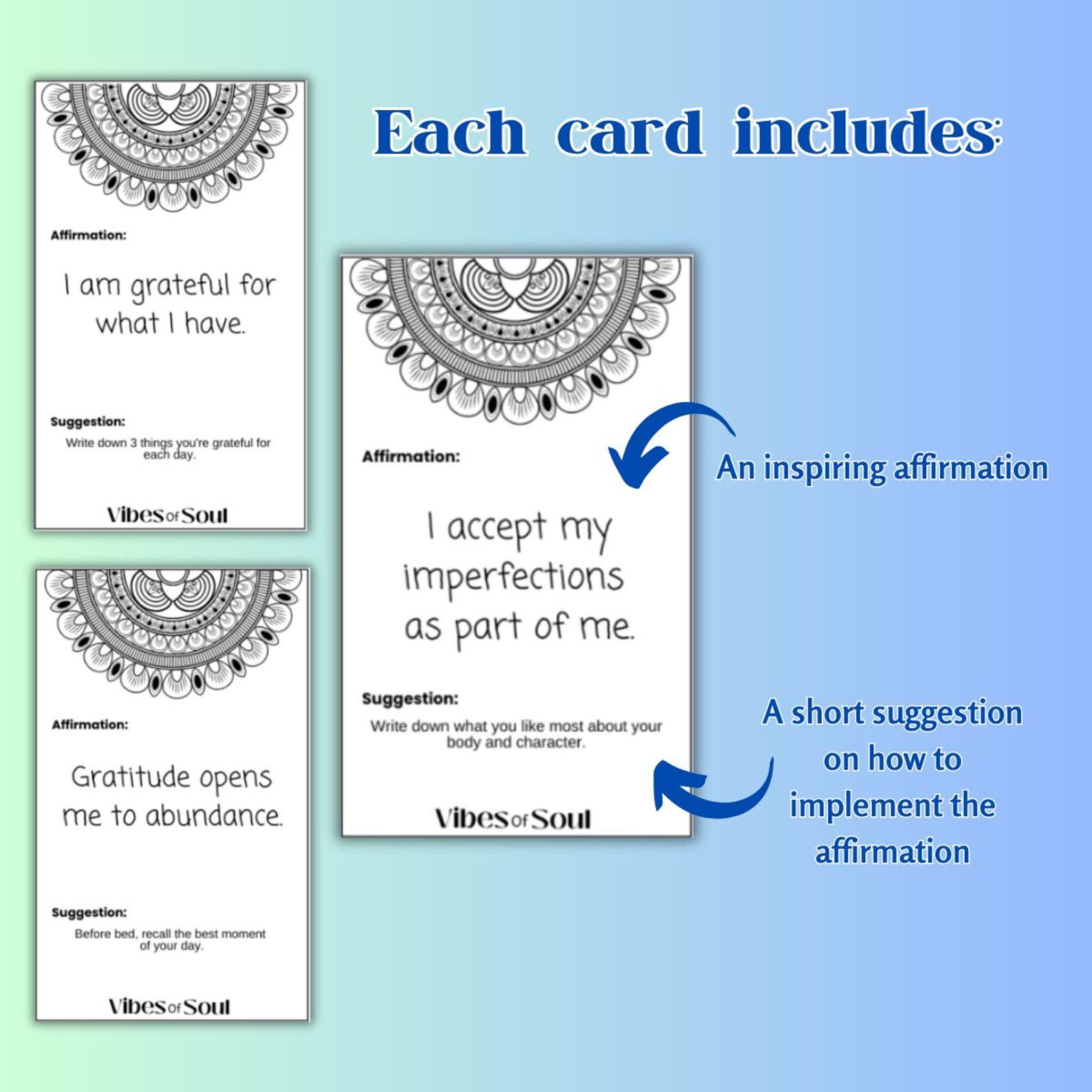 32 Affirmation Cards for Gratitude and Acceptance, Printable ...