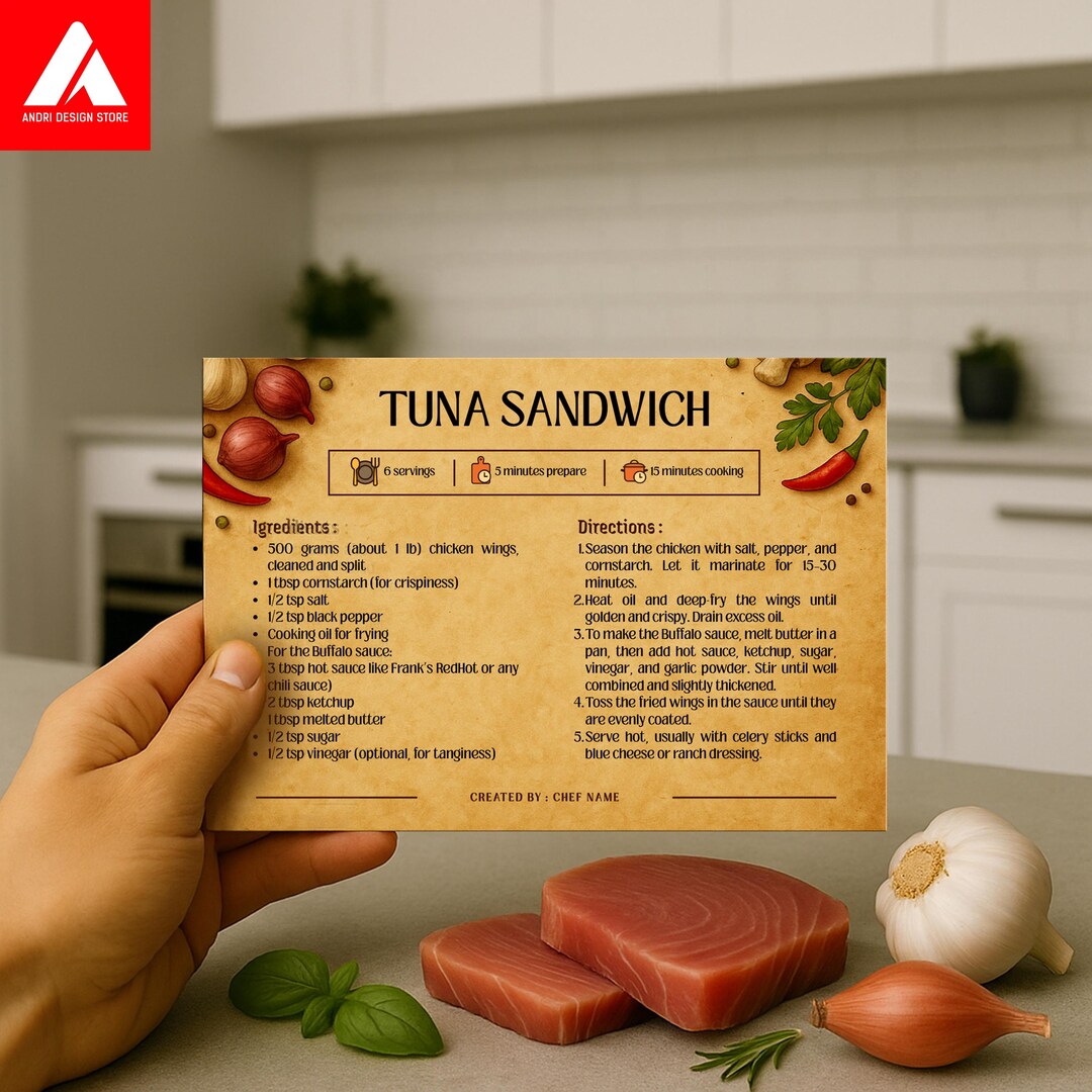 Cooking Recipe Card Vintage Template | Canva Printable Chef Meal ...