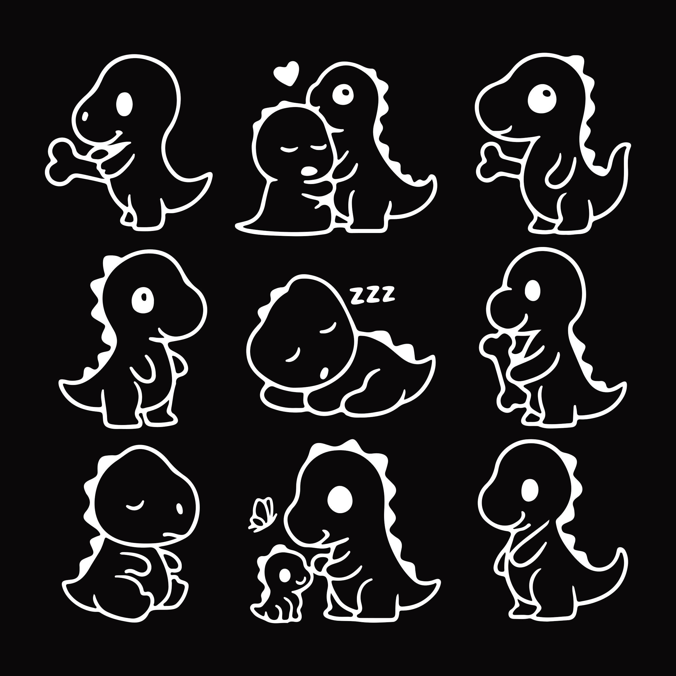 Cute Dinosaur Clipart Bundle SVG, PNG, VECTOR - Digital Download Dino ...