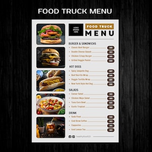 Printable Food Menu Template: Customizable Canva Design (A4 Digital ...