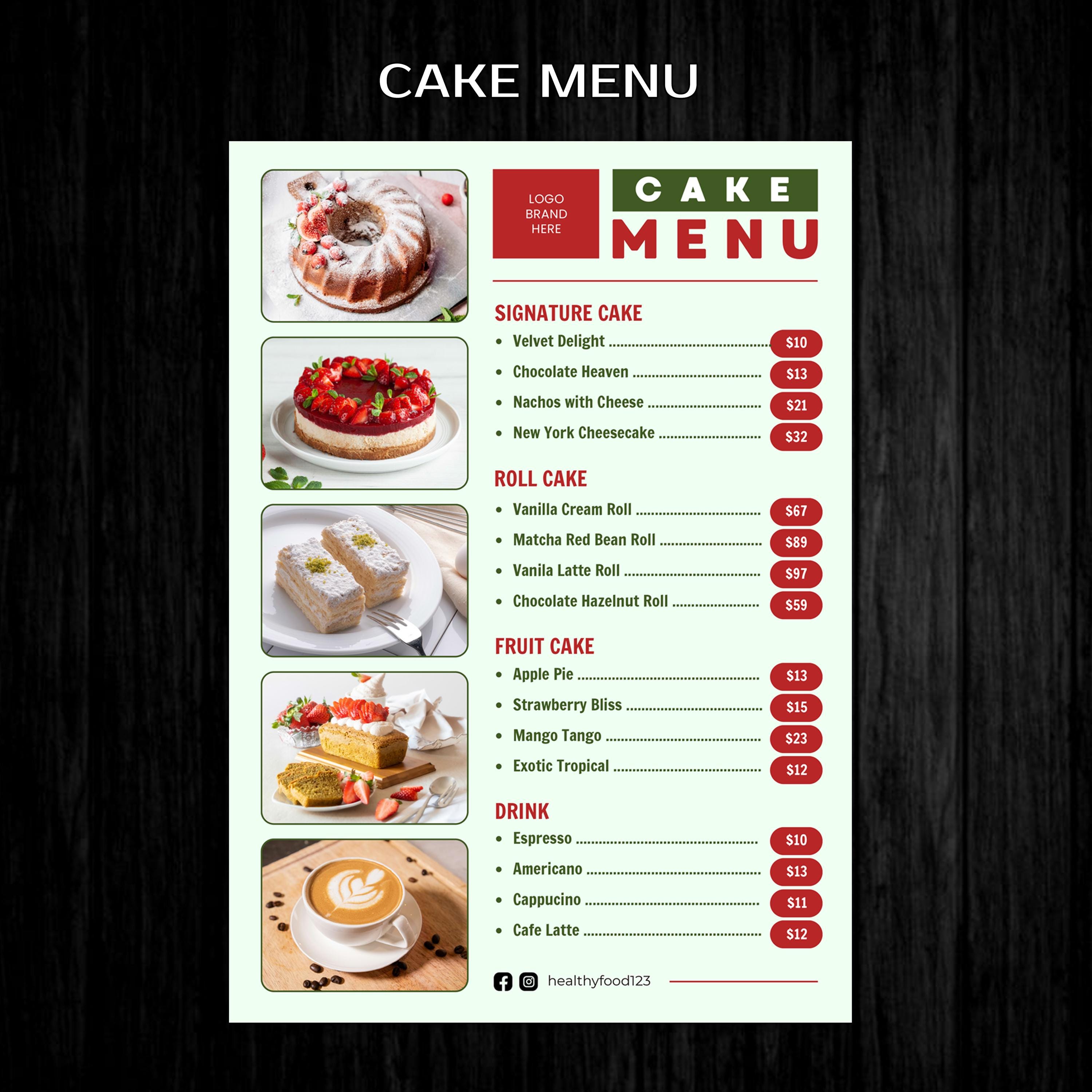 Printable Food Menu Template: Customizable Canva Design (A4 Digital ...