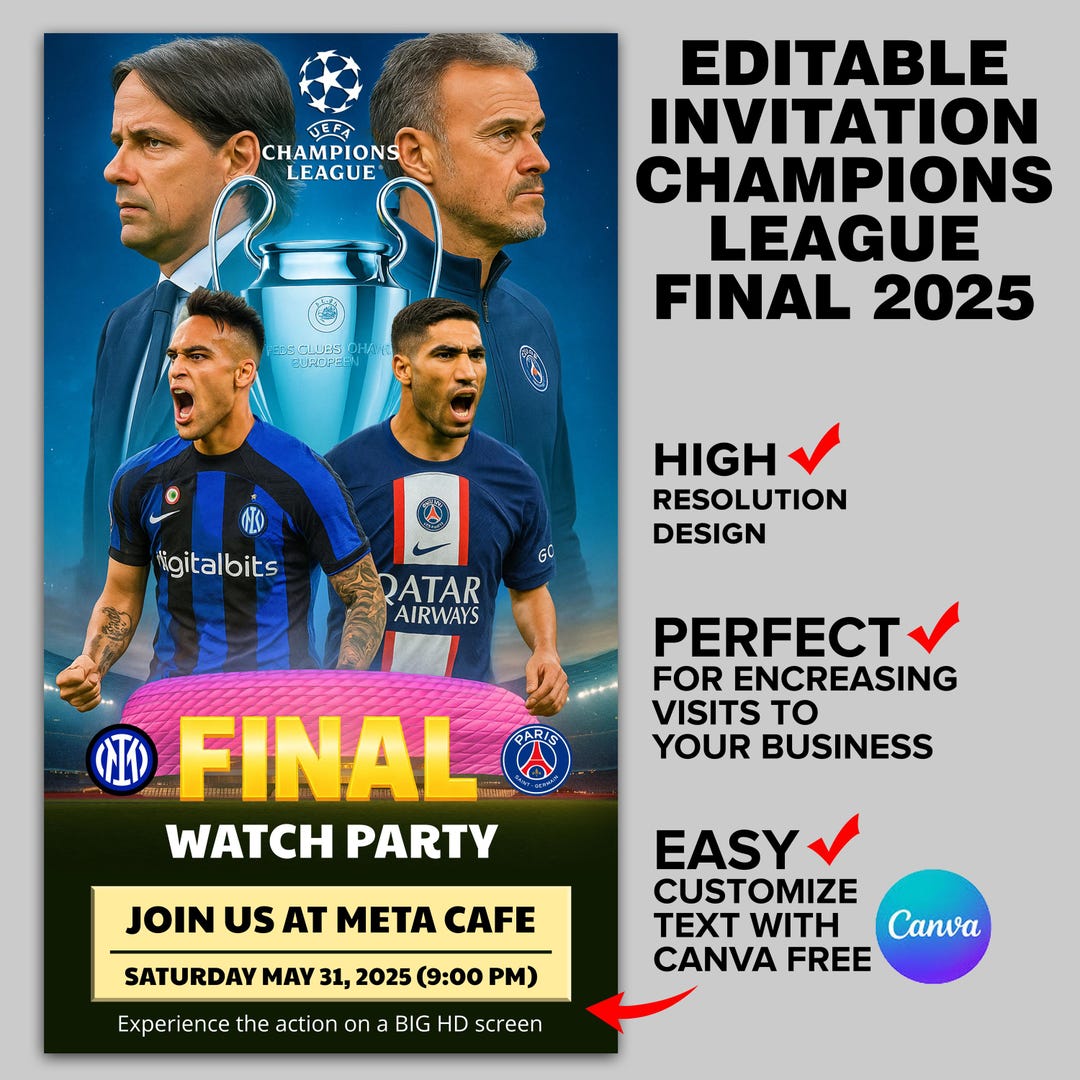 Champions League Final Invitation for Yor Business, Invitation Watch ...