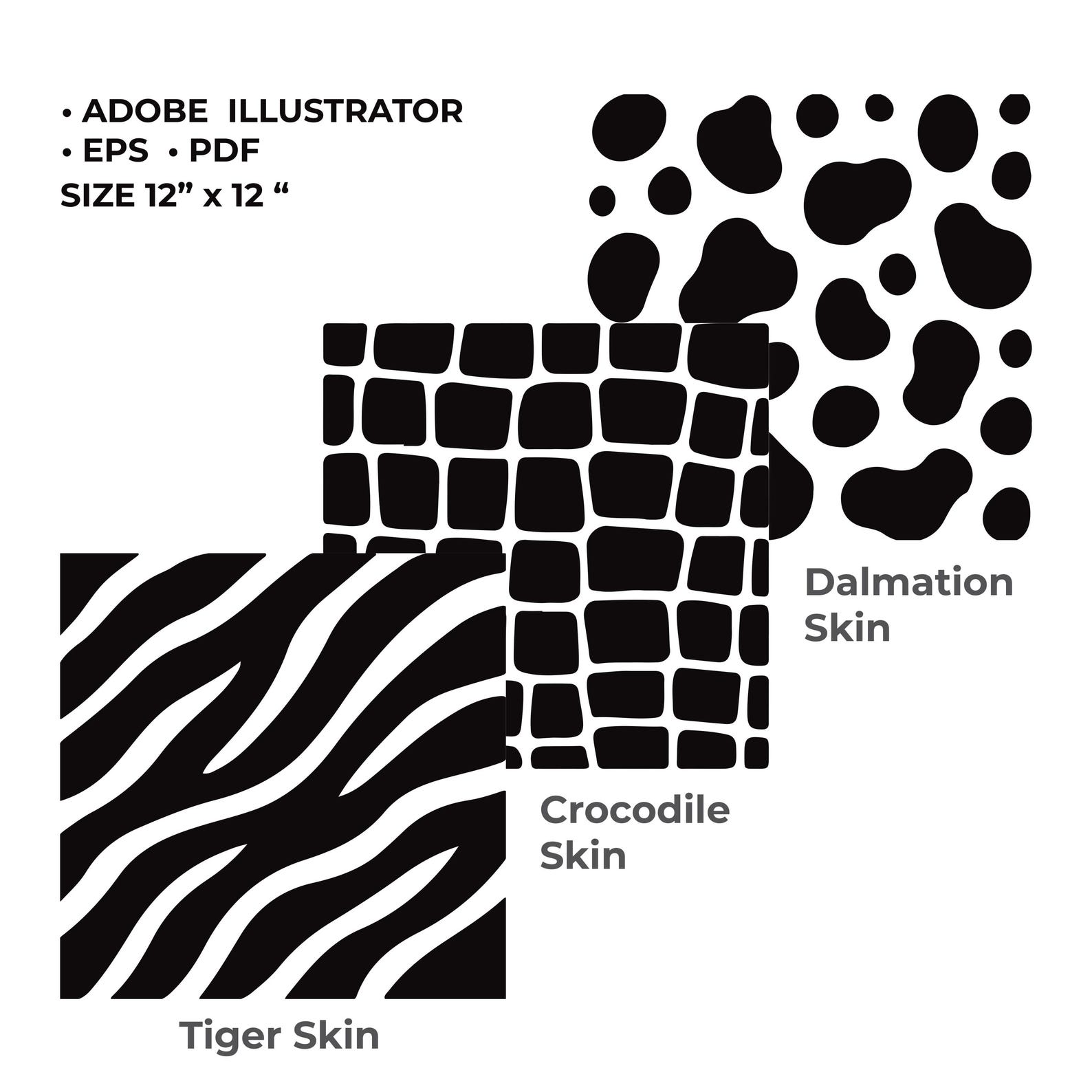 Animal Skin Pattern Vector Silhouettes: Safari Zoo Print (digital ...