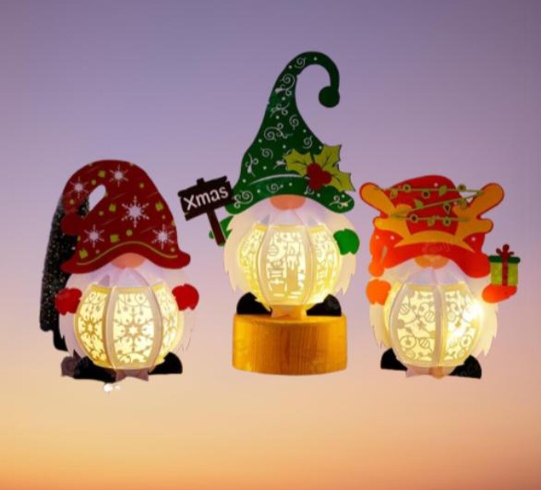 Pack 3 Gnome Lantern SVG, Studio, PDF Templates for You Diy Christmas ...