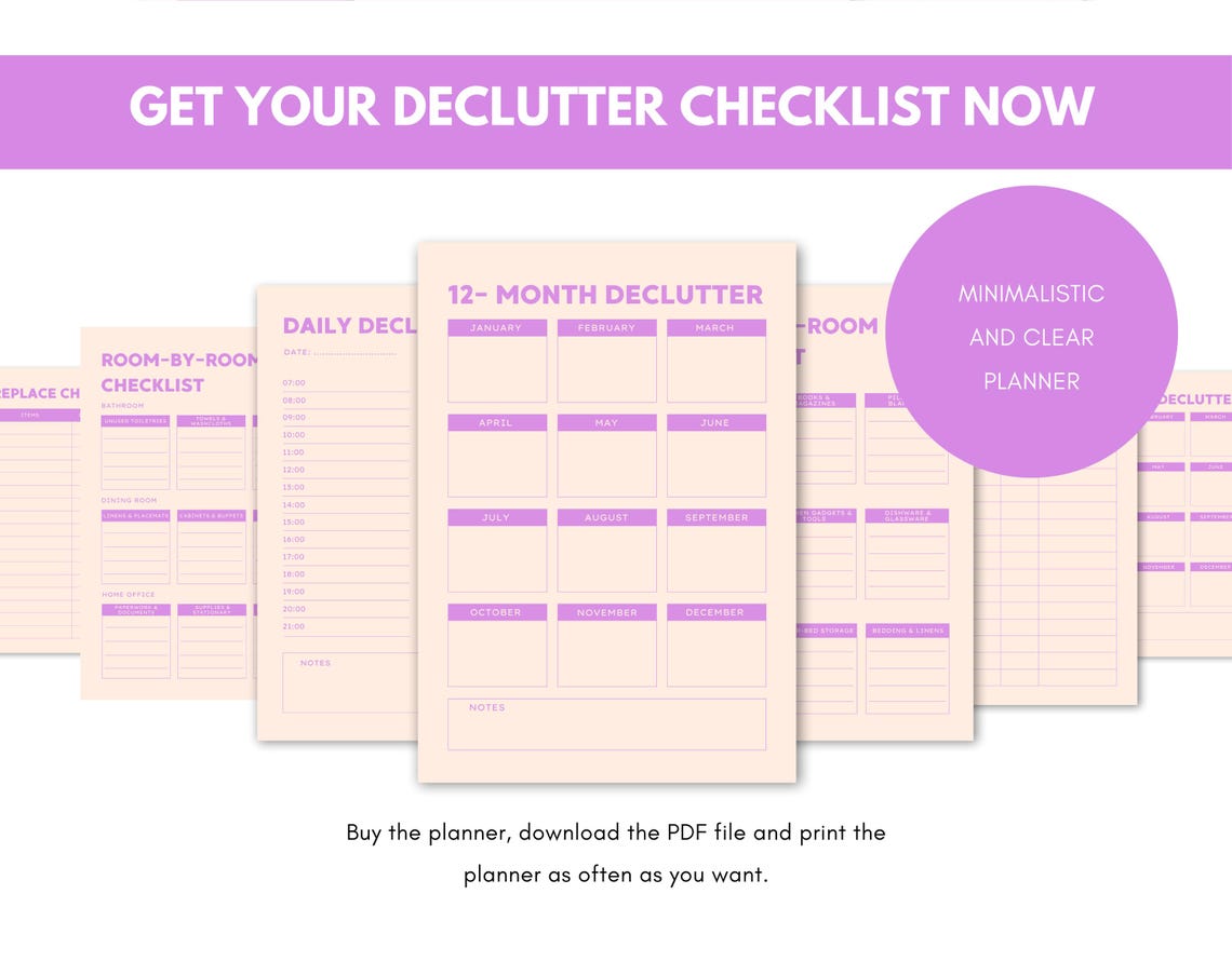 Declutter Checklist - Declutter Planner – Declutter Challenge ...