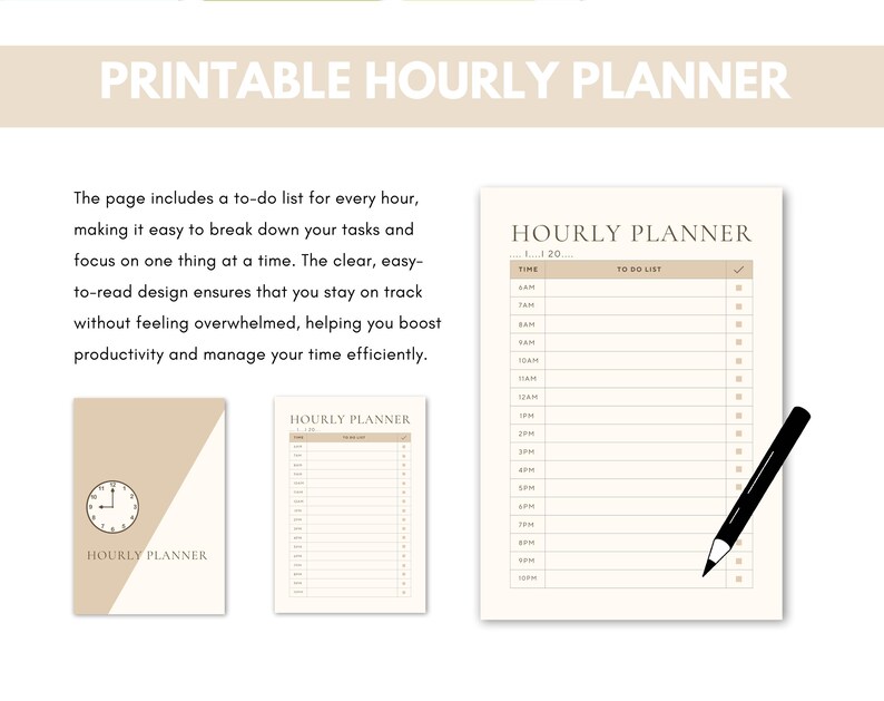 Hourly Planner - Printable Hourly Planner - Instand Download - Hourly ...