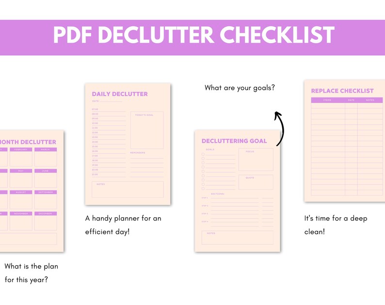 Declutter Checklist - Declutter Planner – Declutter Challenge – Decluttering Planner – Cleaning ...