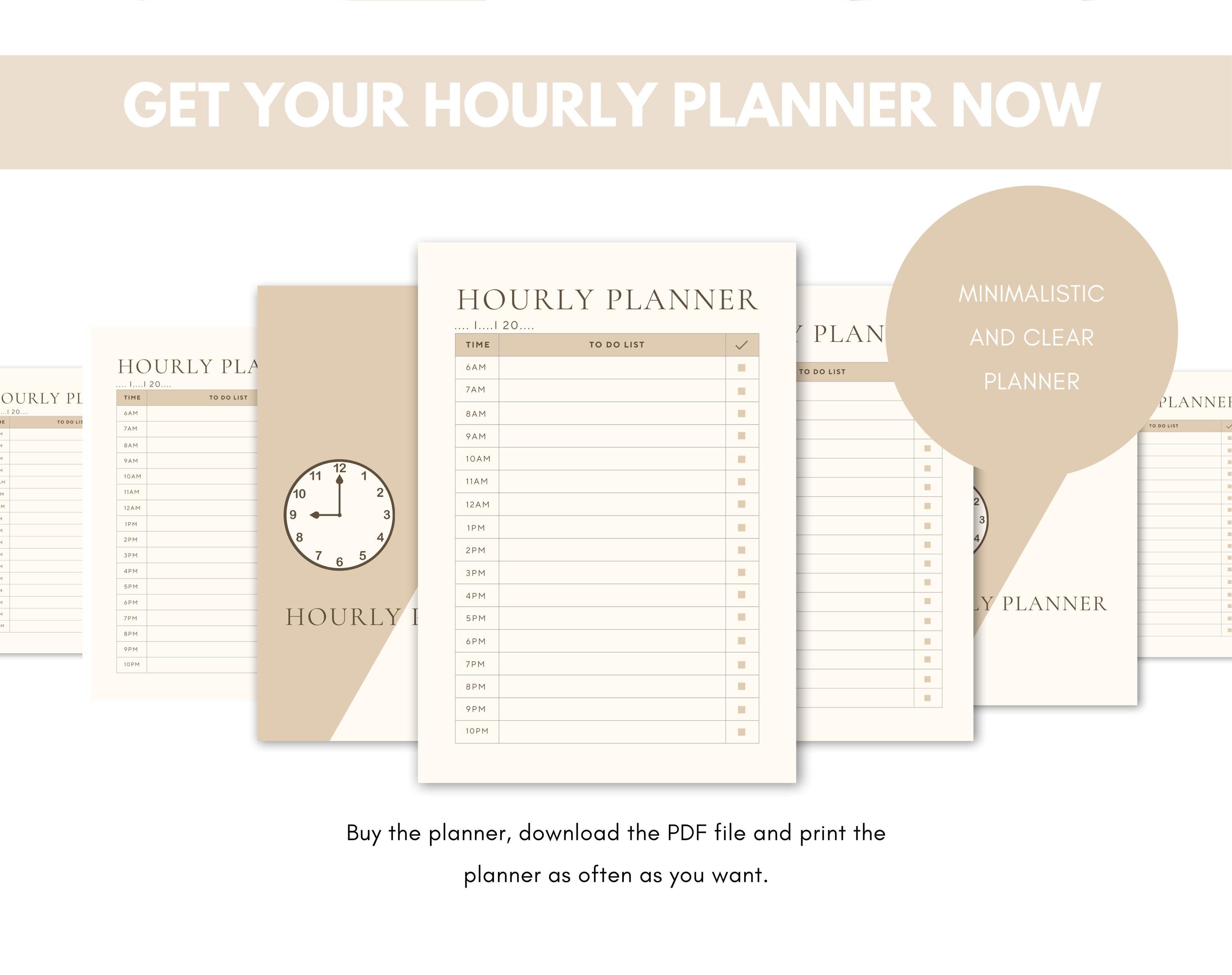 Hourly Planner - Printable Hourly Planner - Instand Download - Hourly ...