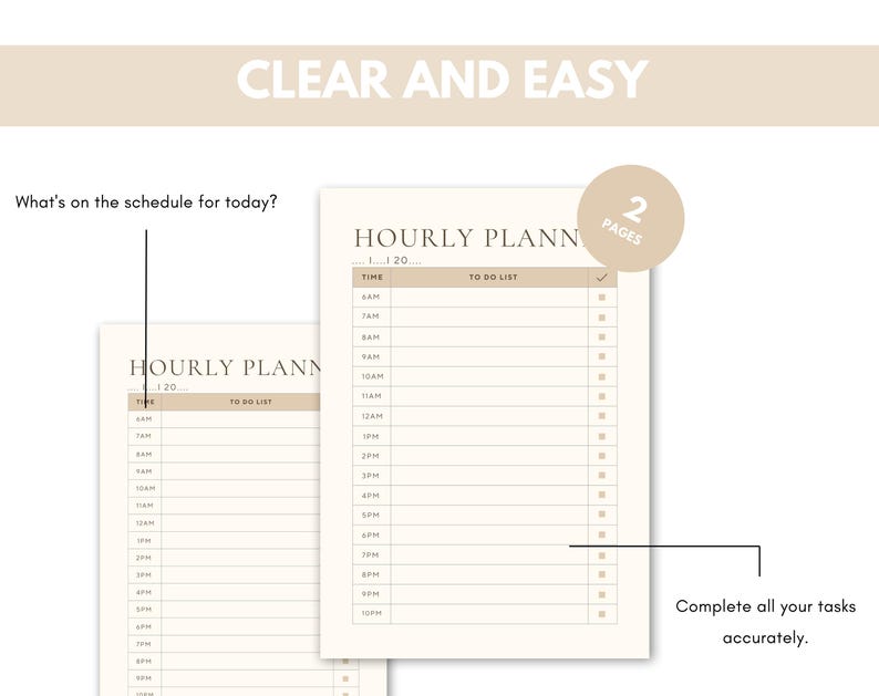 Hourly Planner - Printable Hourly Planner - Instand Download - Hourly ...