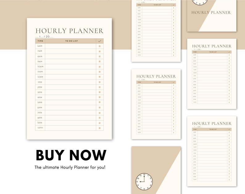 Hourly Planner - Printable Hourly Planner - Instand Download - Hourly ...