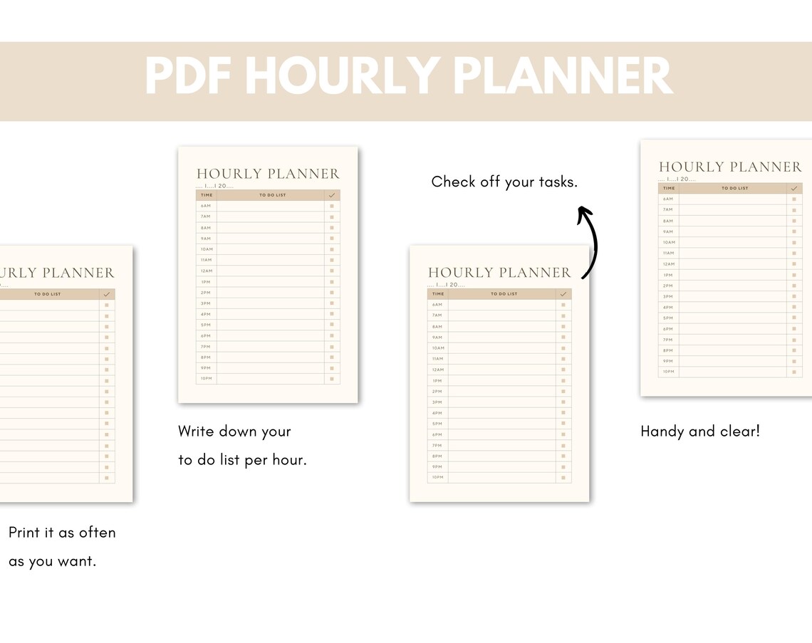 Hourly Planner - Printable Hourly Planner - Instand Download - Hourly ...