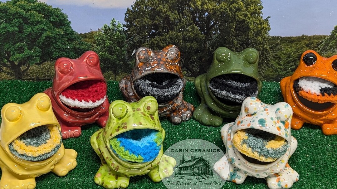 Retro Ceramic Frog With Scrubby - Etsy