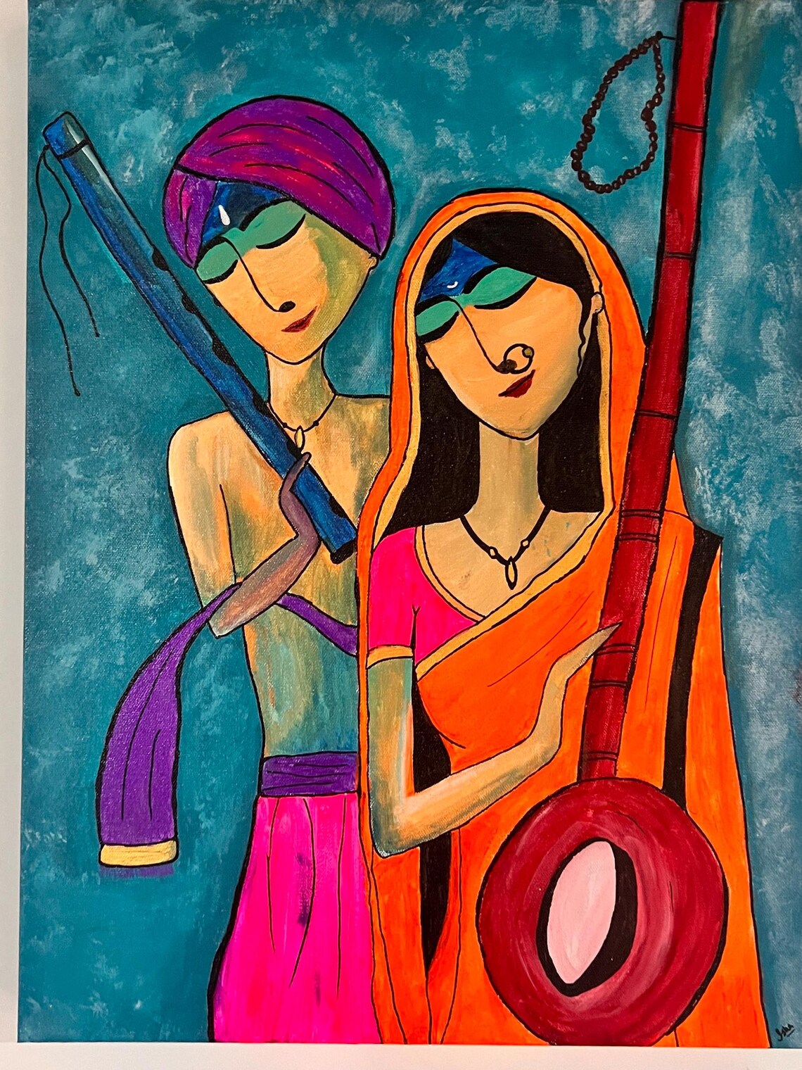 Meera Krishna - Indian God - Radha - Handmade Acrylics Painting - Etsy