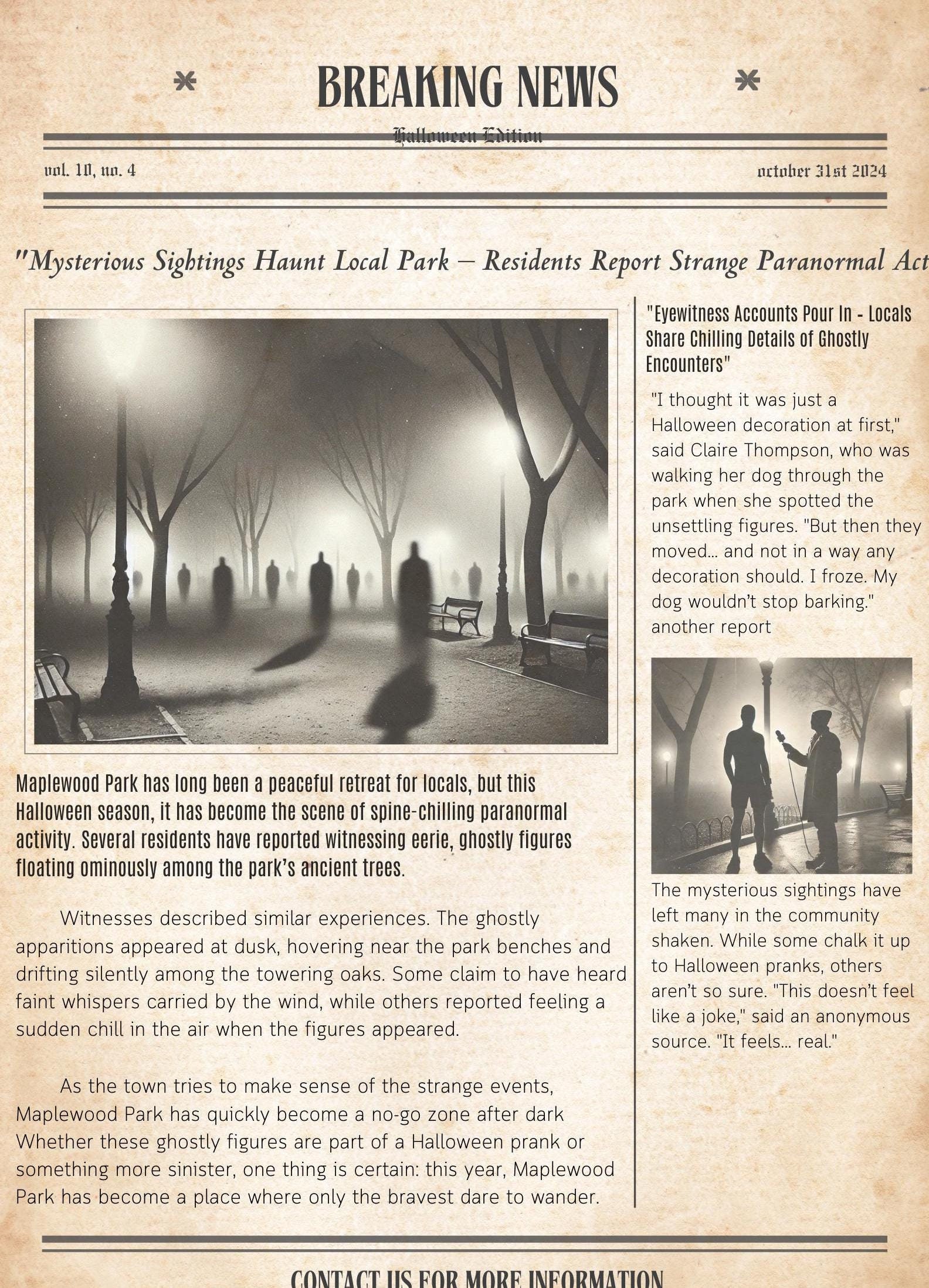 Printable Halloween-themed Vintage Newspaper - Spooky Paranormal ...