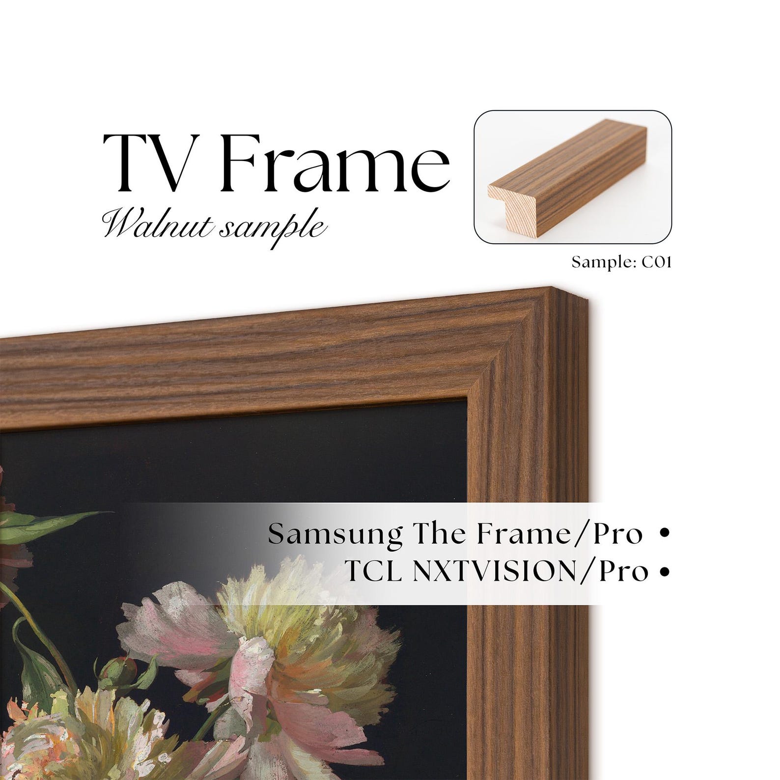 Walnut TV Bezel Sample for Samsung the Frame & TCL: 6-inch Molding - Etsy