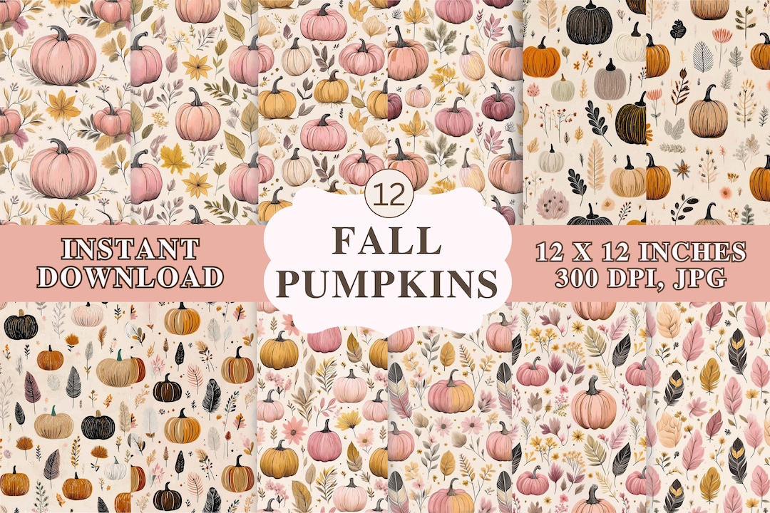 Fall Pumpkin Digital Papers: School Scrapbook Backgrounds (digital ...