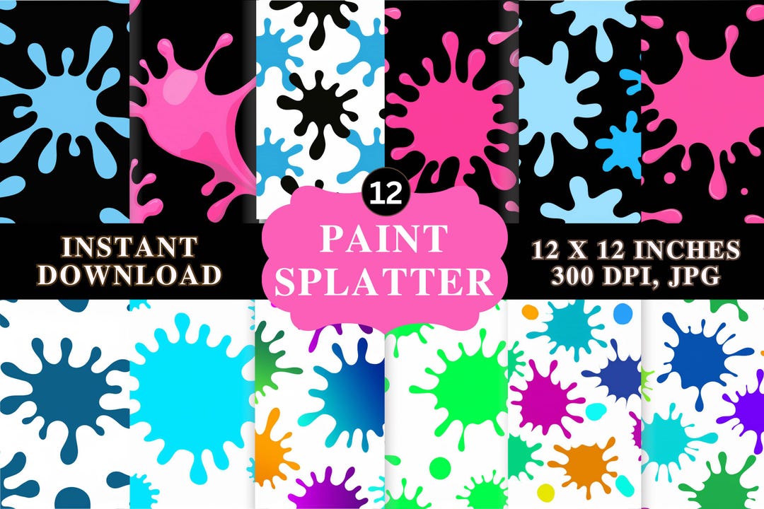 Paint Splatters Digital Papers, Digital Scrapbook Papers - Paint ...