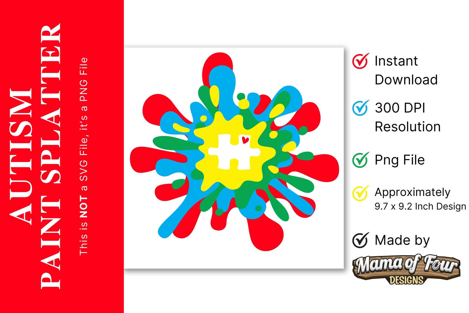 Autism Awareness Paint Splatter PNG Clipart (digital Download) - Etsy
