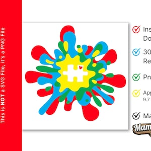 Autism Awareness Paint Splatter PNG Clipart (digital Download) - Etsy