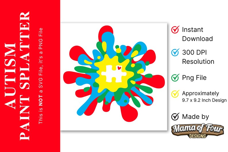 Autism Awareness Paint Splatter PNG Clipart (digital Download) - Etsy