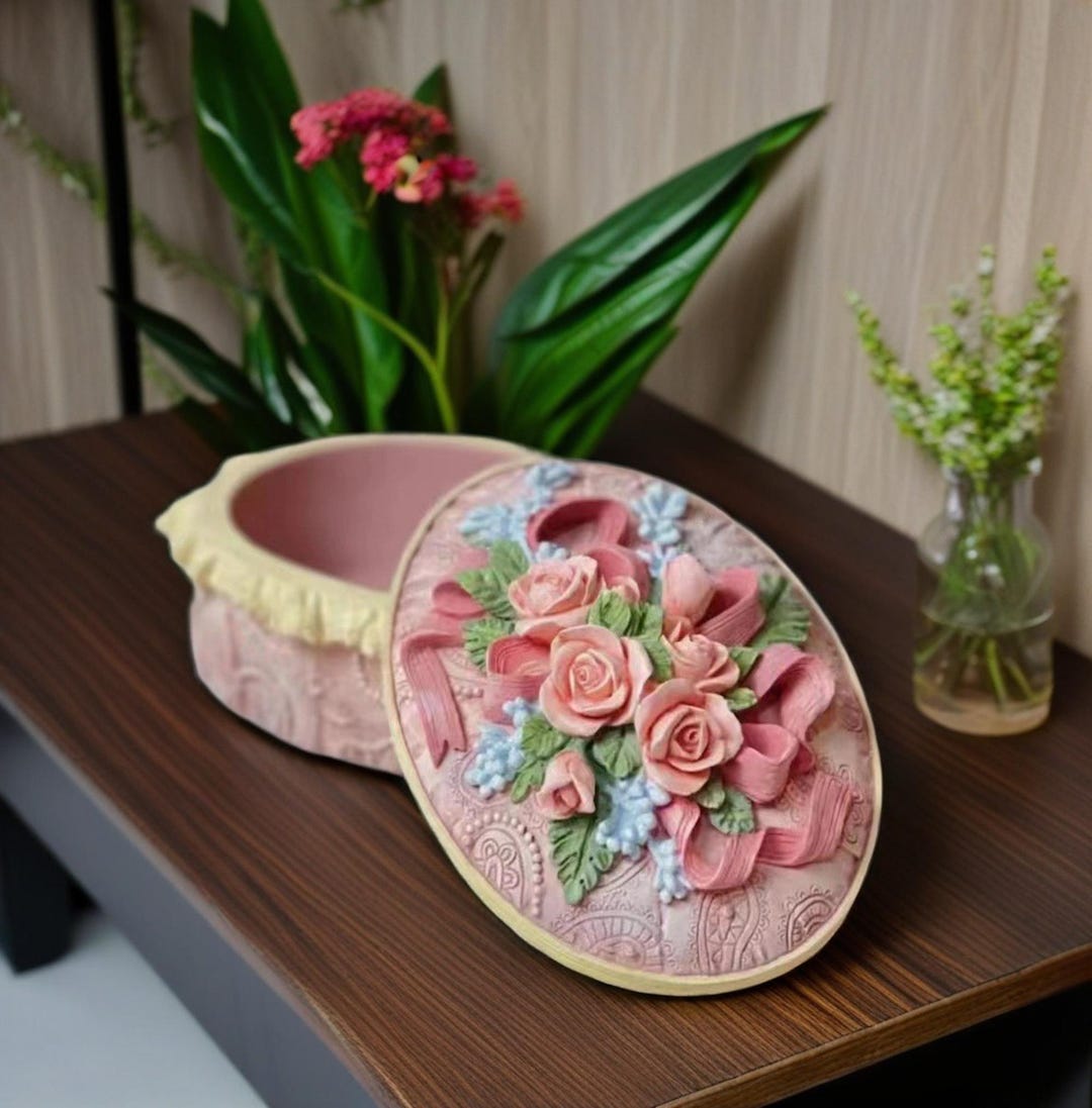 DIY Paint Gypsum Trinket Box, Ready to Paint Unique Gift for Kid, Paint Your Own Trinket Box ...