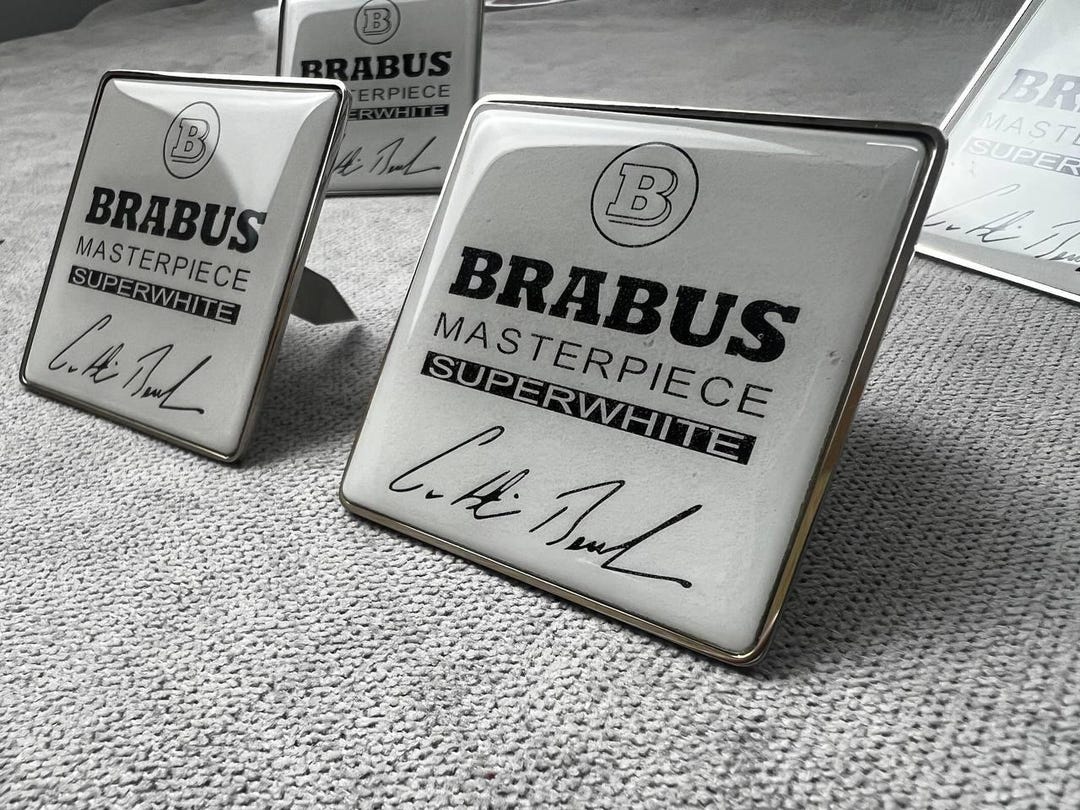 Set of Seat Metal Emblem Badge Logo Brabus Masterpiece Superwhite Style ...
