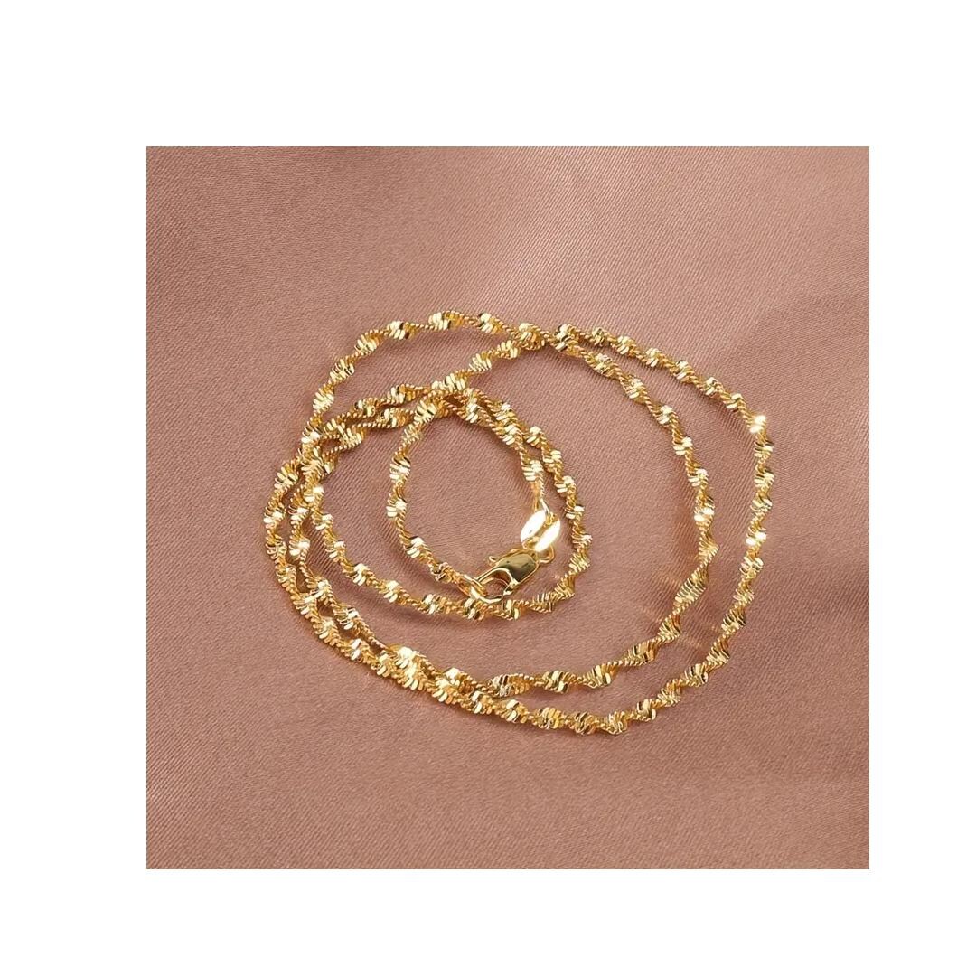 18K Gold-plated 3mm Water Wave Chain Necklace for Women, Perfect for ...