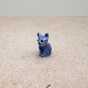 Hand-painted Ceramic Cat Figurines: Delft Blue Miniature Kitten Decor ...