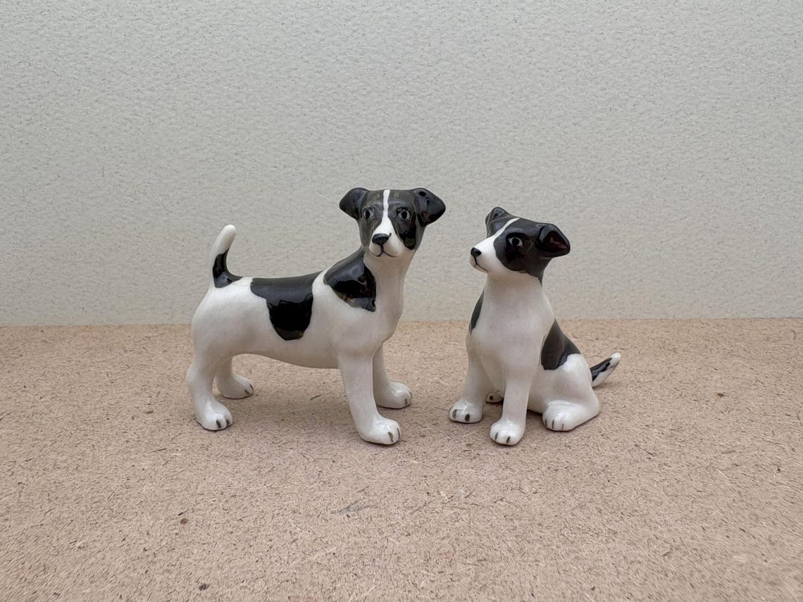 Hand-painted Jack Russell Terrier Ceramic Figurine Set - Etsy