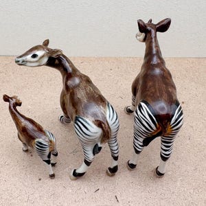 Miniature Okapi Figurines – Hand-painted Ceramic Wildlife Decor, Unique ...