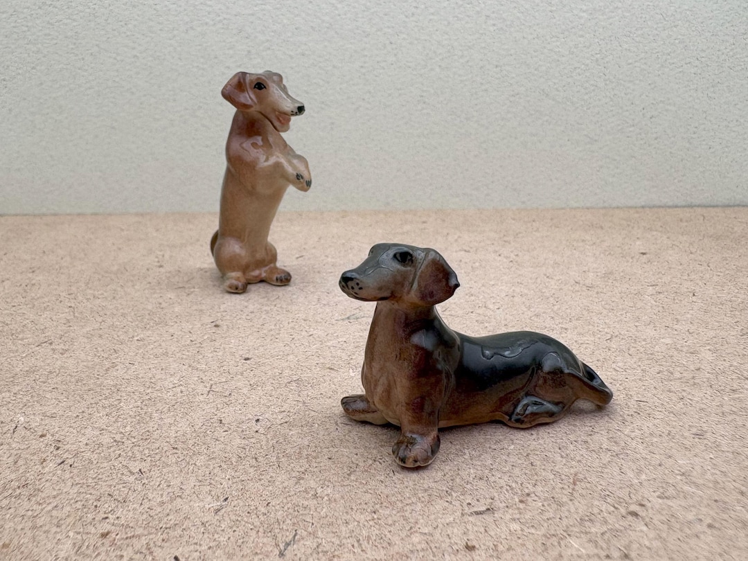Adorable Ceramic Dachshund Figurines Set - Handmade Sitting and Begging ...