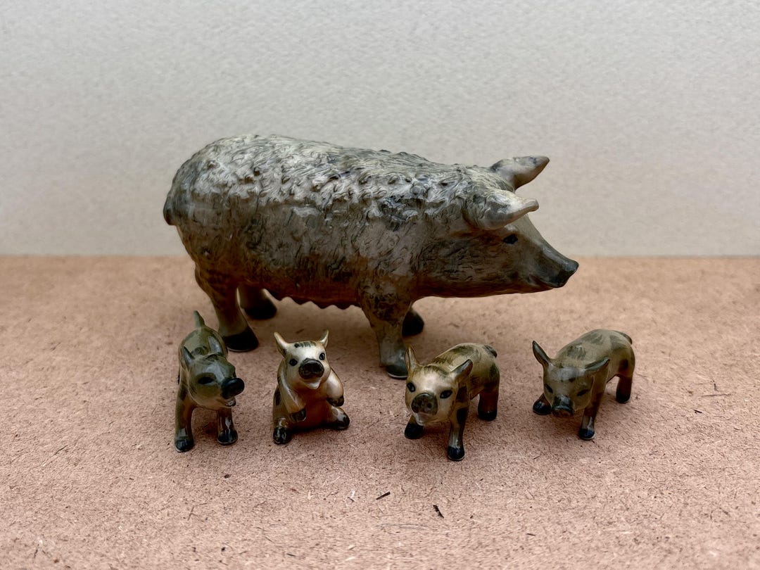 Ceramic Pig Figurine Set | Mother Pig and Piglets | Handcrafted Farm ...