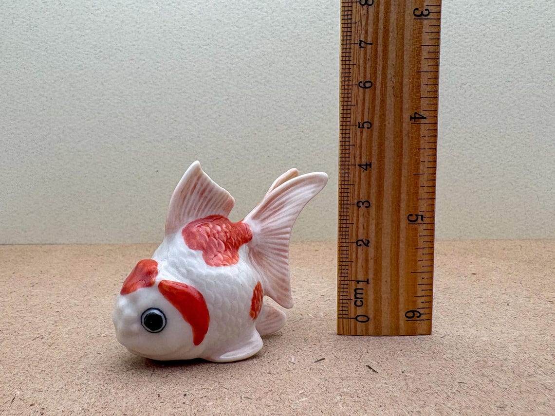 Koi-inspired Goldfish Figurine - Hand-painted Ceramic Art for ...
