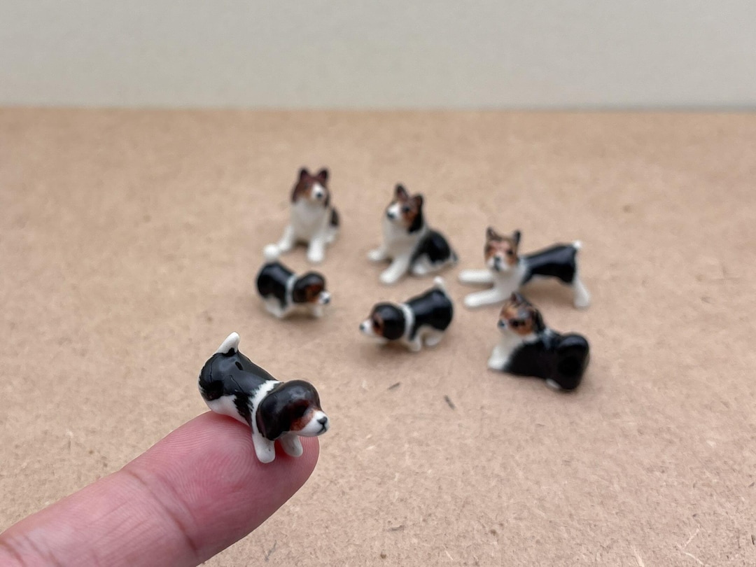 Hand-painted Miniature Dog Figurine: Collectible Ceramic Pet Decor - Etsy
