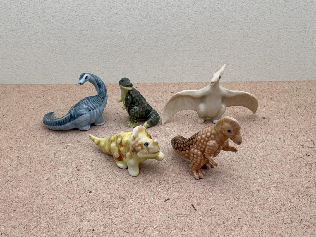 Adorable Ceramic Dinosaur Miniature Figurines | Hand-painted Dino ...
