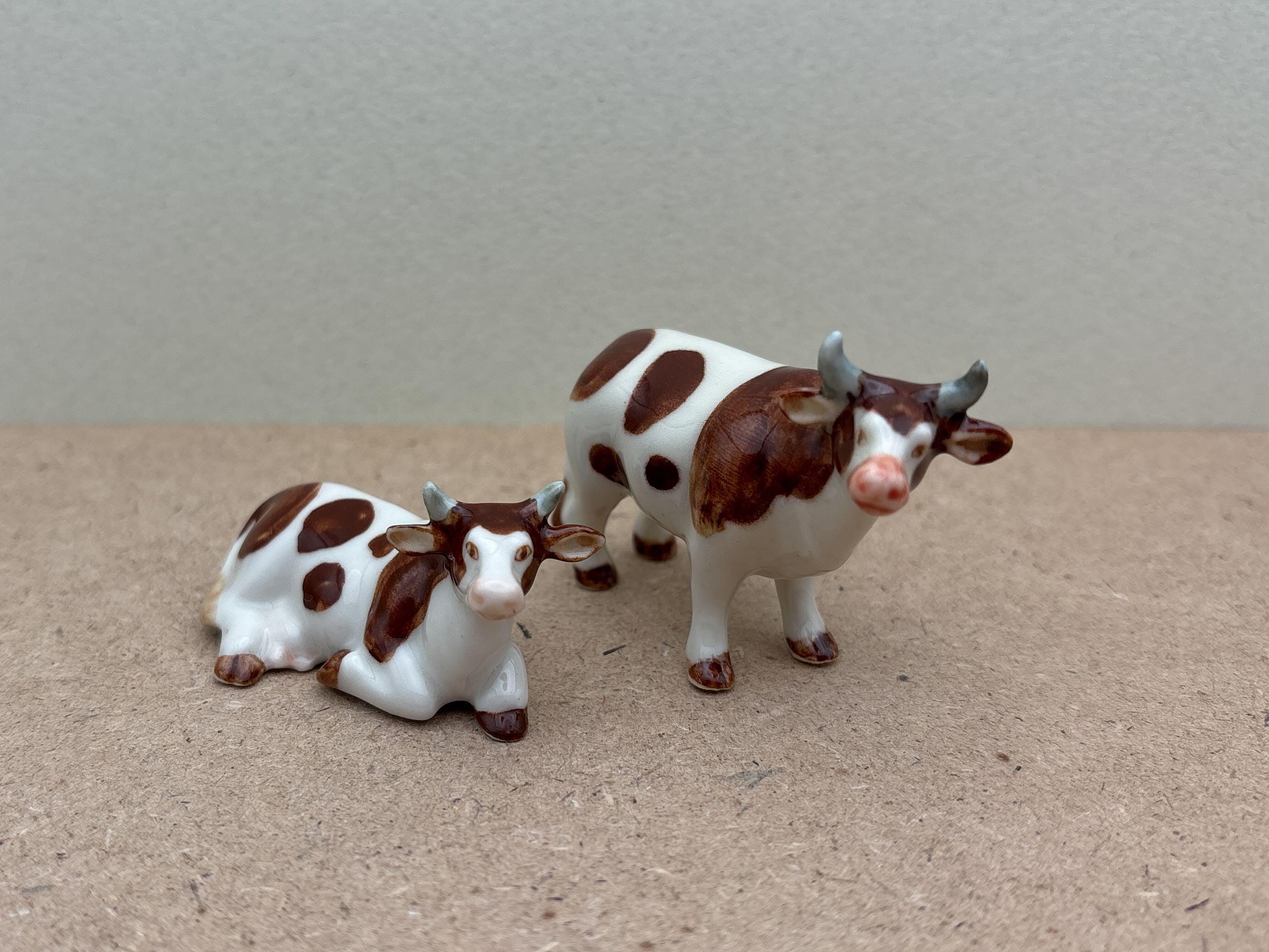 Ceramic Cow Figurines Set: Farmhouse Country Decor - Etsy