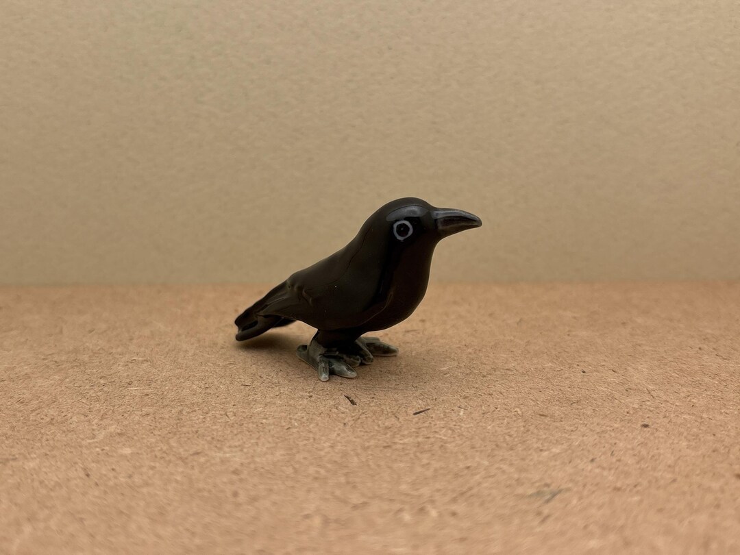 Black Raven Ceramic Figurine: Gothic Desk Decor, Bird Lover Gift - Etsy