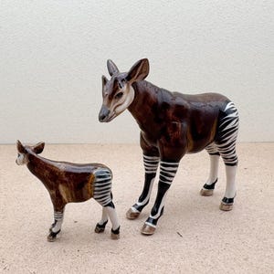 Miniature Okapi Figurines – Hand-painted Ceramic Wildlife Decor, Unique ...