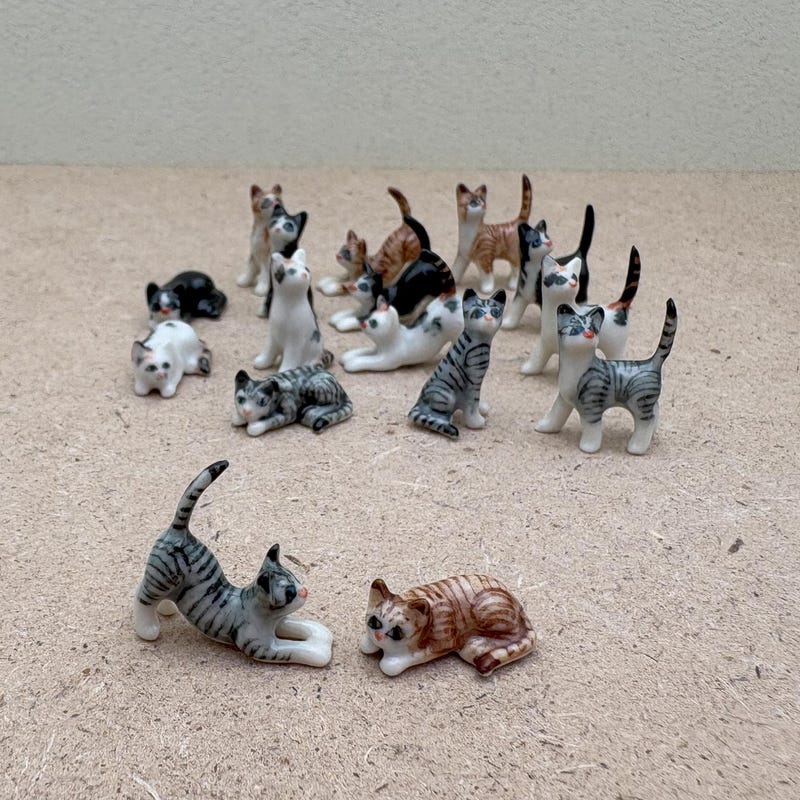 Miniature Cat Figurines - Etsy